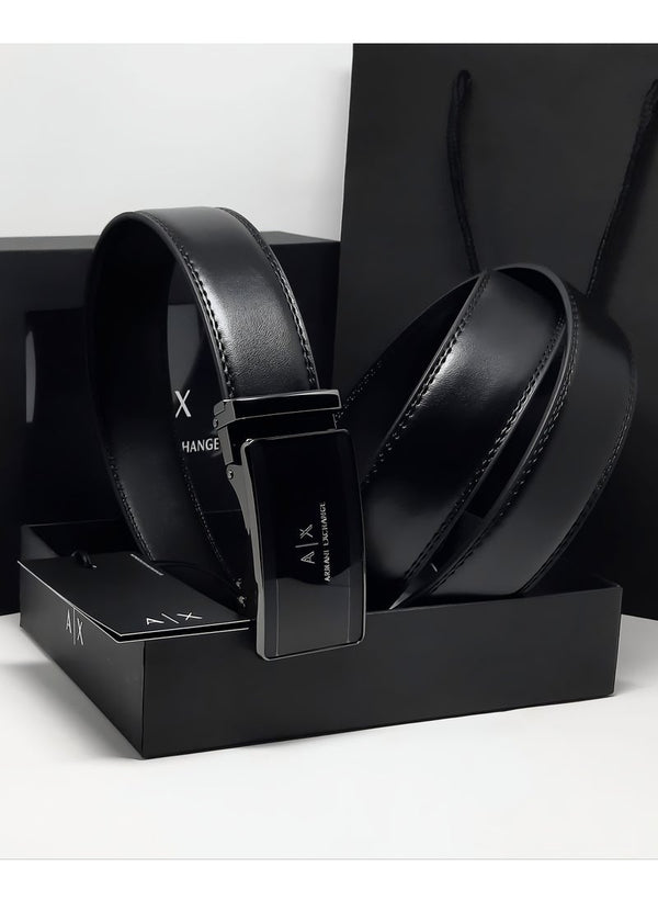 AX Black Leather Belt For Men – Bahgat store