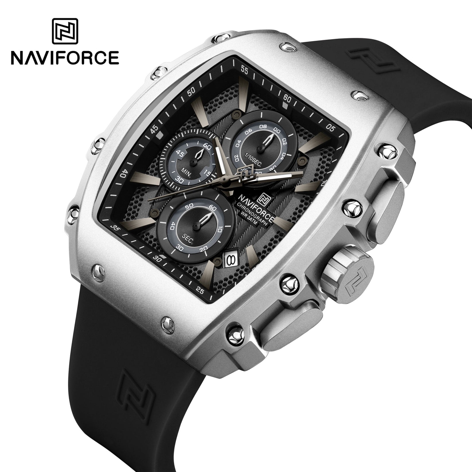 Naviforce NF8070 S/B/B Luminous Hollow Dial Barrel-shaped Sports Watch – Bahgat store